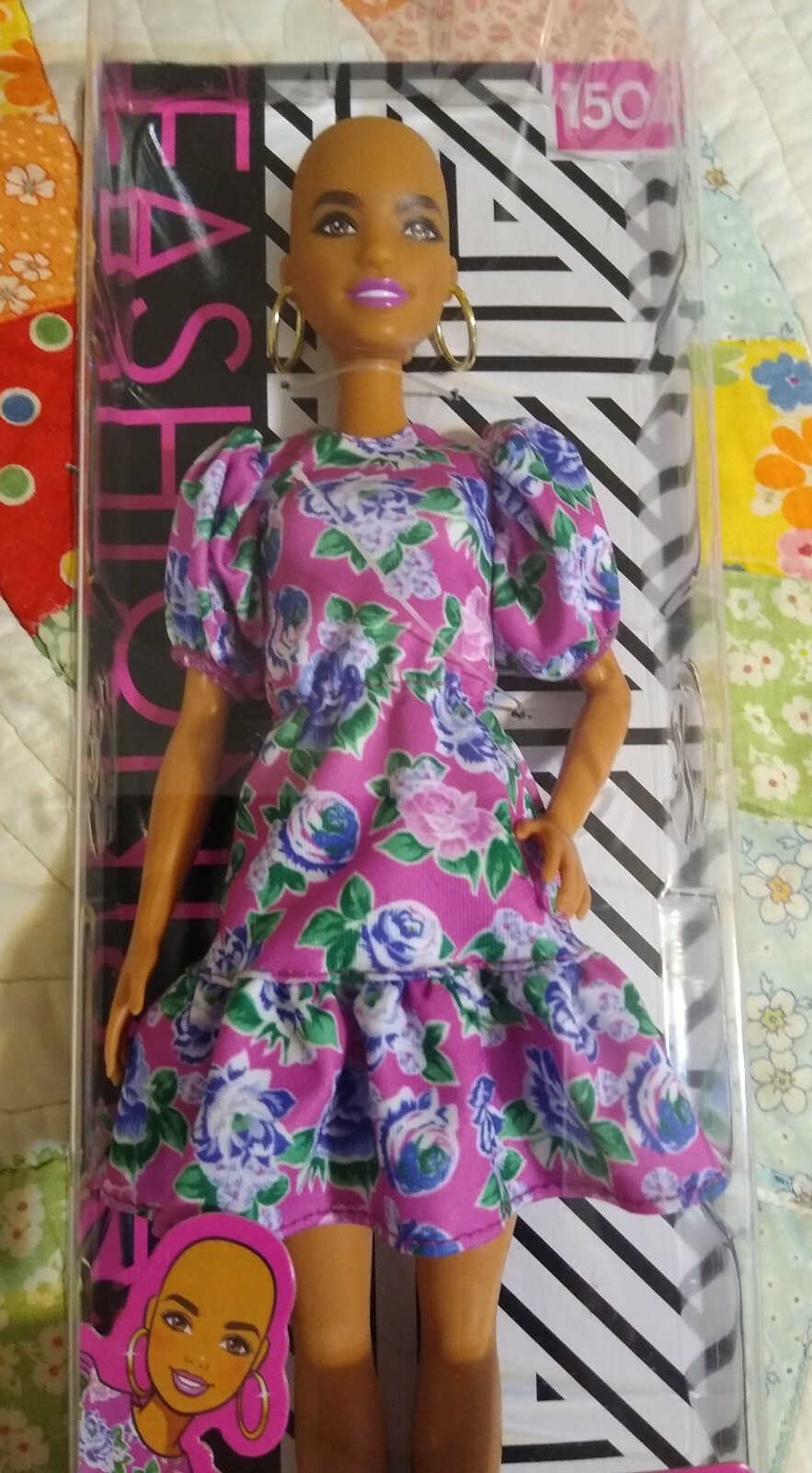 Mattel 2020 BARBIE FASHIONISTAS DOLL #150 Bald No Hair Floral Dress ...