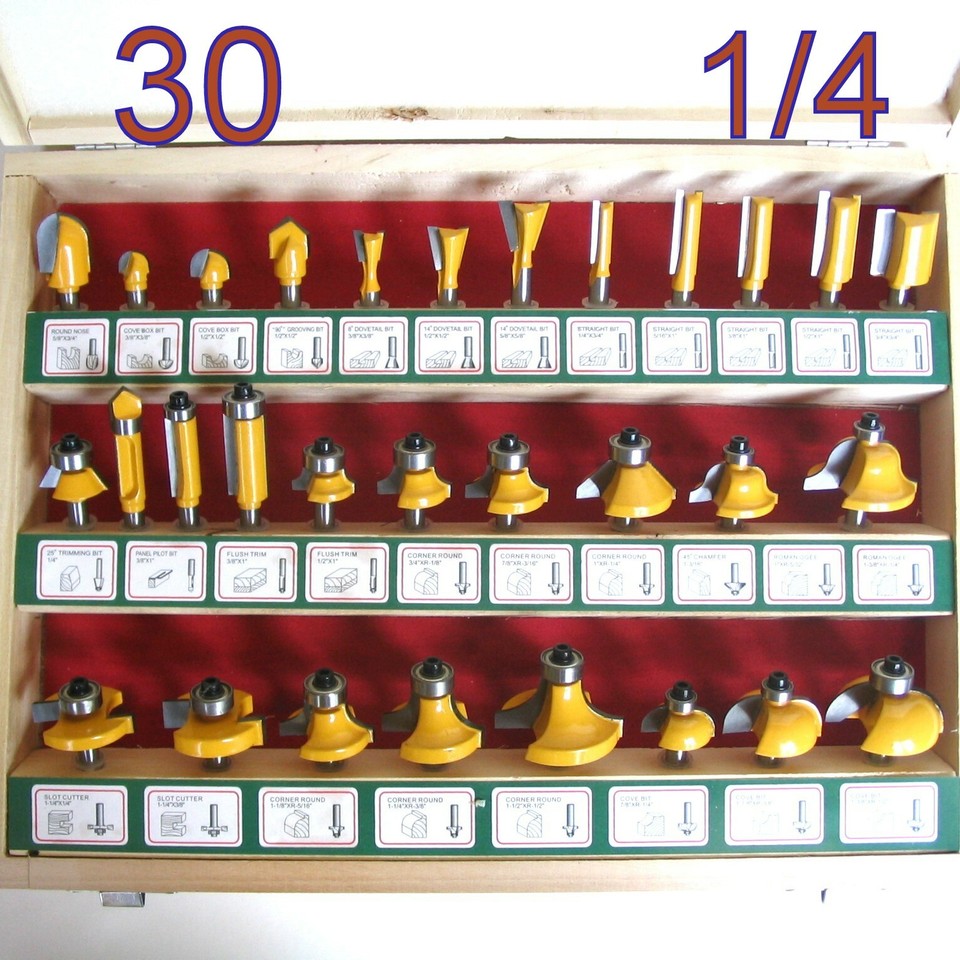 30 pc 1/4 Shank Carbide tipped Router Bit Set sct-888 | eBay