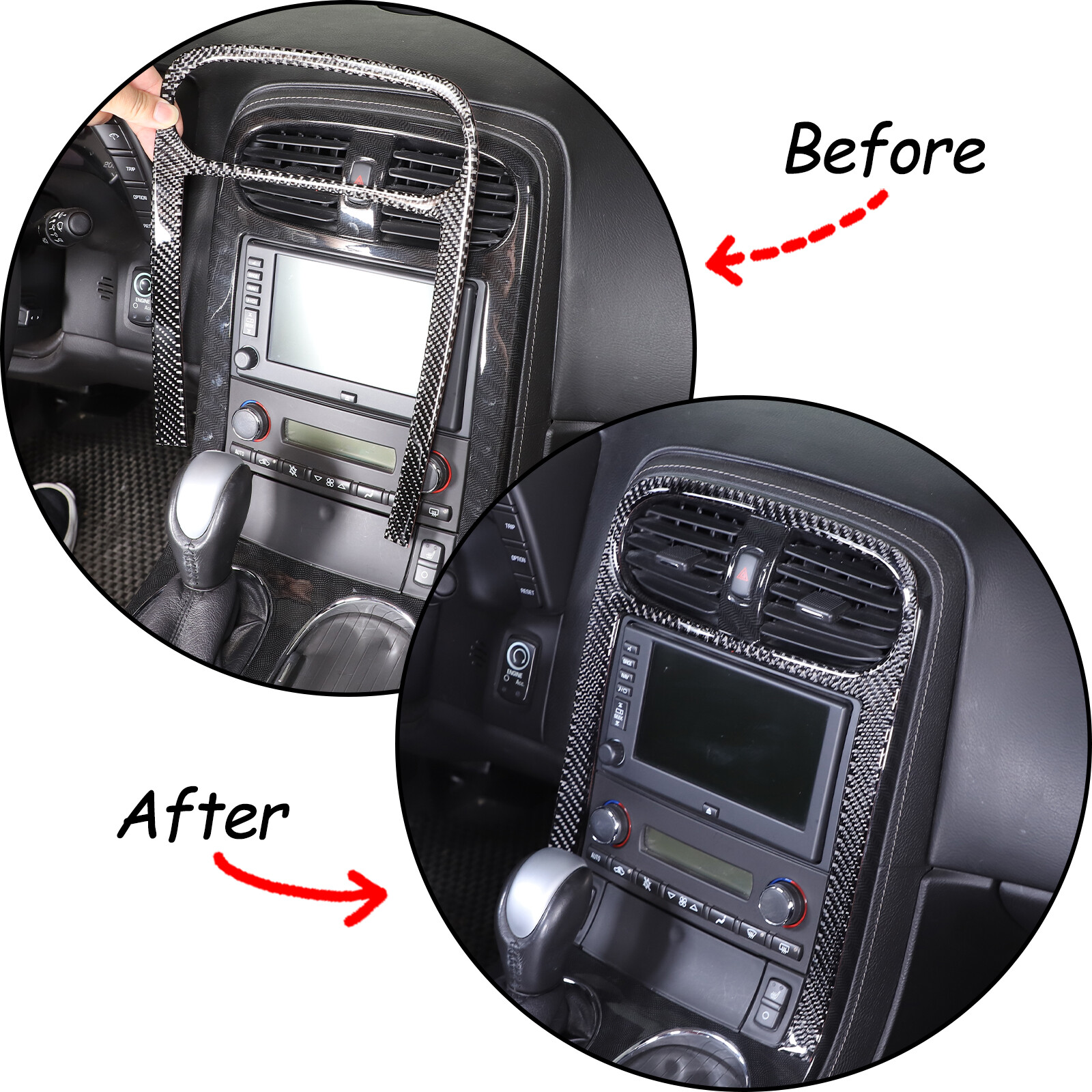 Carbon Fiber Interior Central Console Frame Cover Trim For Chevrolet ...