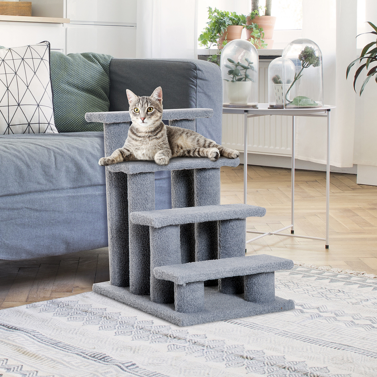 24'' Cat Tree 4-Step Stairway Perch Scratcher Pet Steps Stairs Dog Ramp ...