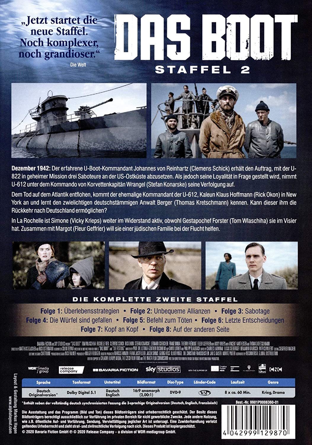 Das Boot - Staffel 2 [3 DVDs] (DVD) Rick Okon Vincent Kartheiser Vicky ...