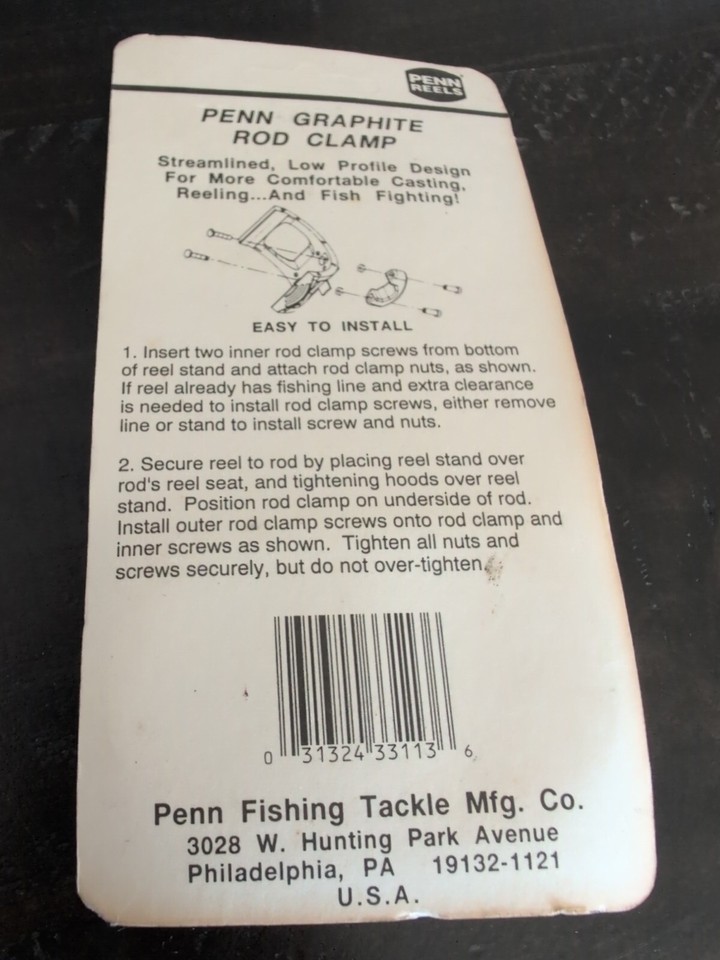 NOS PENN REEL PART 33-113SP Rod Clamp Kit W/Hardware Graohite Senator ...