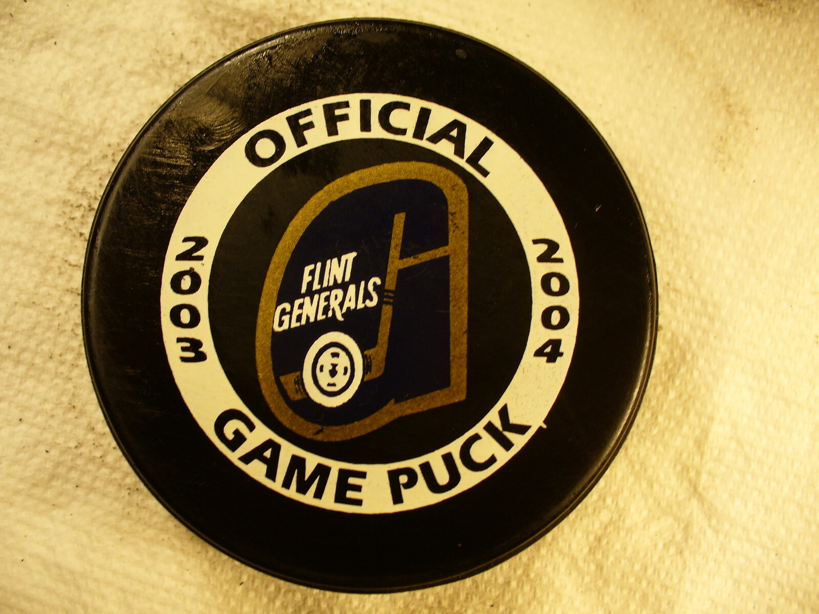 UHL Flint Generals '03-04 Logo Ad Back Official Game Hockey Puck ...