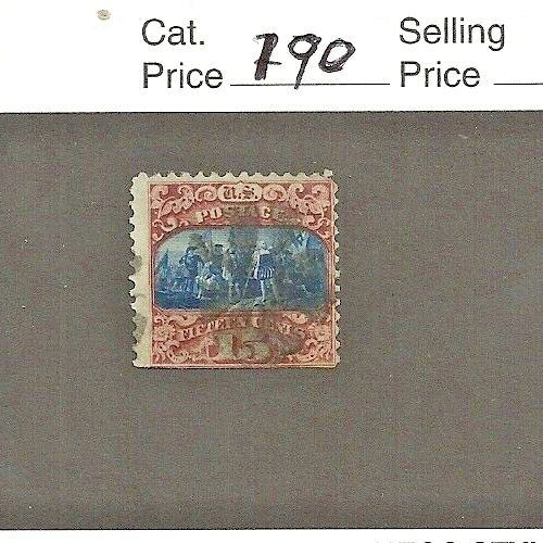 US Scott # 119, 15 cent brown & blue, landing of Columbus,fancy cancel ...
