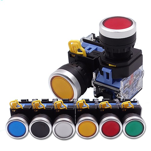 AC220V 10A Maintained Push Button Switch 22mm Panel Mount NO+NC START ...