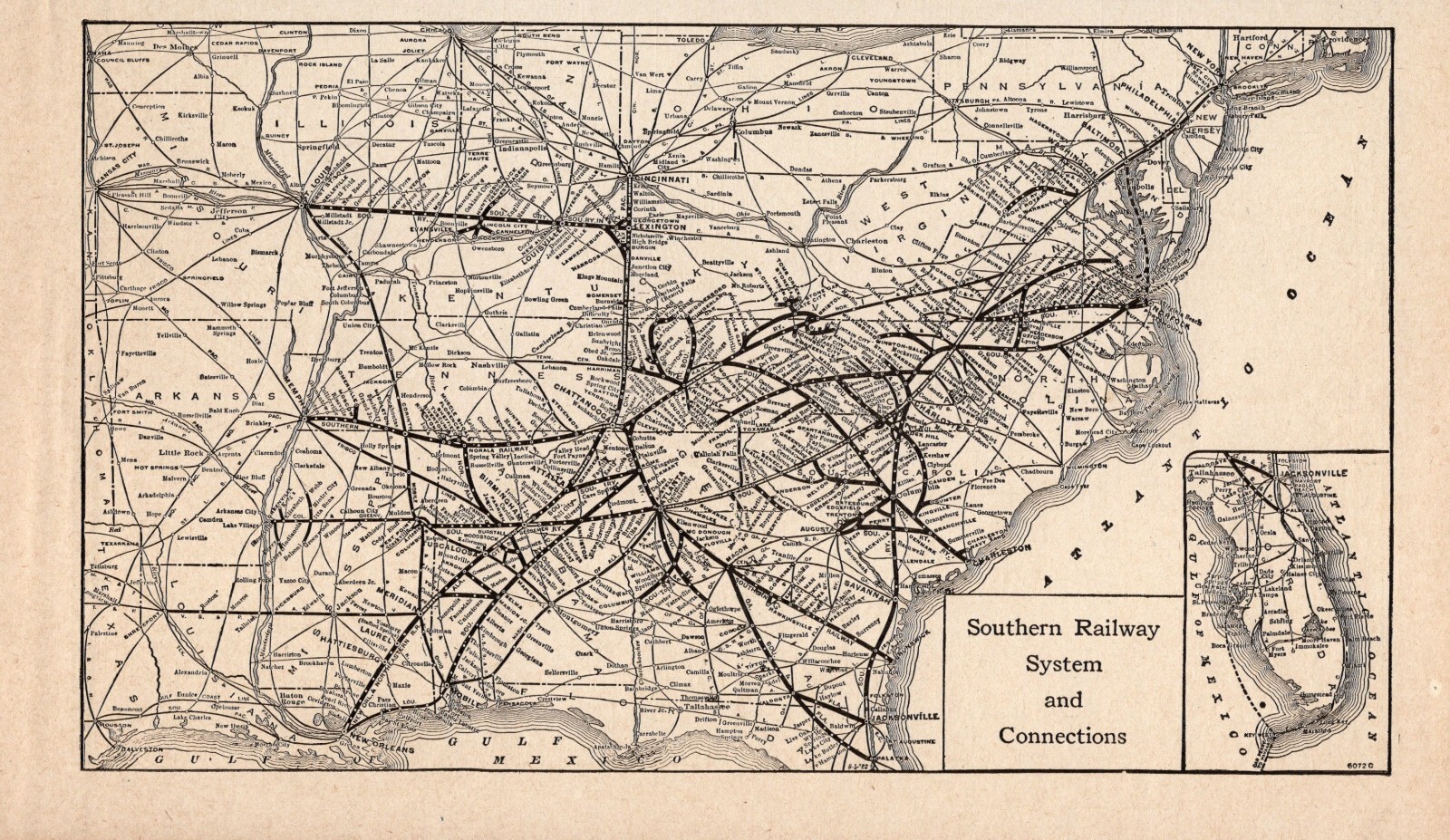 1925 Antique SOUTHERN RAILWAY Map Vintage Southern Railroad Map 1639 | eBay