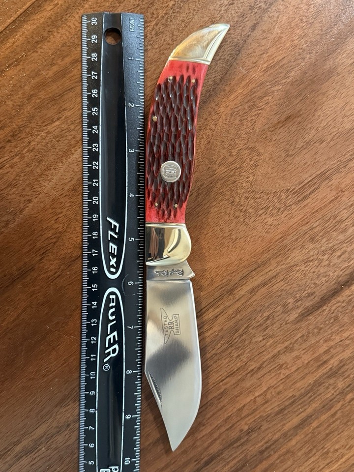 Rough Rider Big Clasp Knife, Jigged Red Bone Handles | eBay
