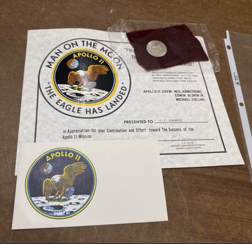 NASA Apollo 11 Medallion w Certificate by Davis 1969 & Envelope | eBay