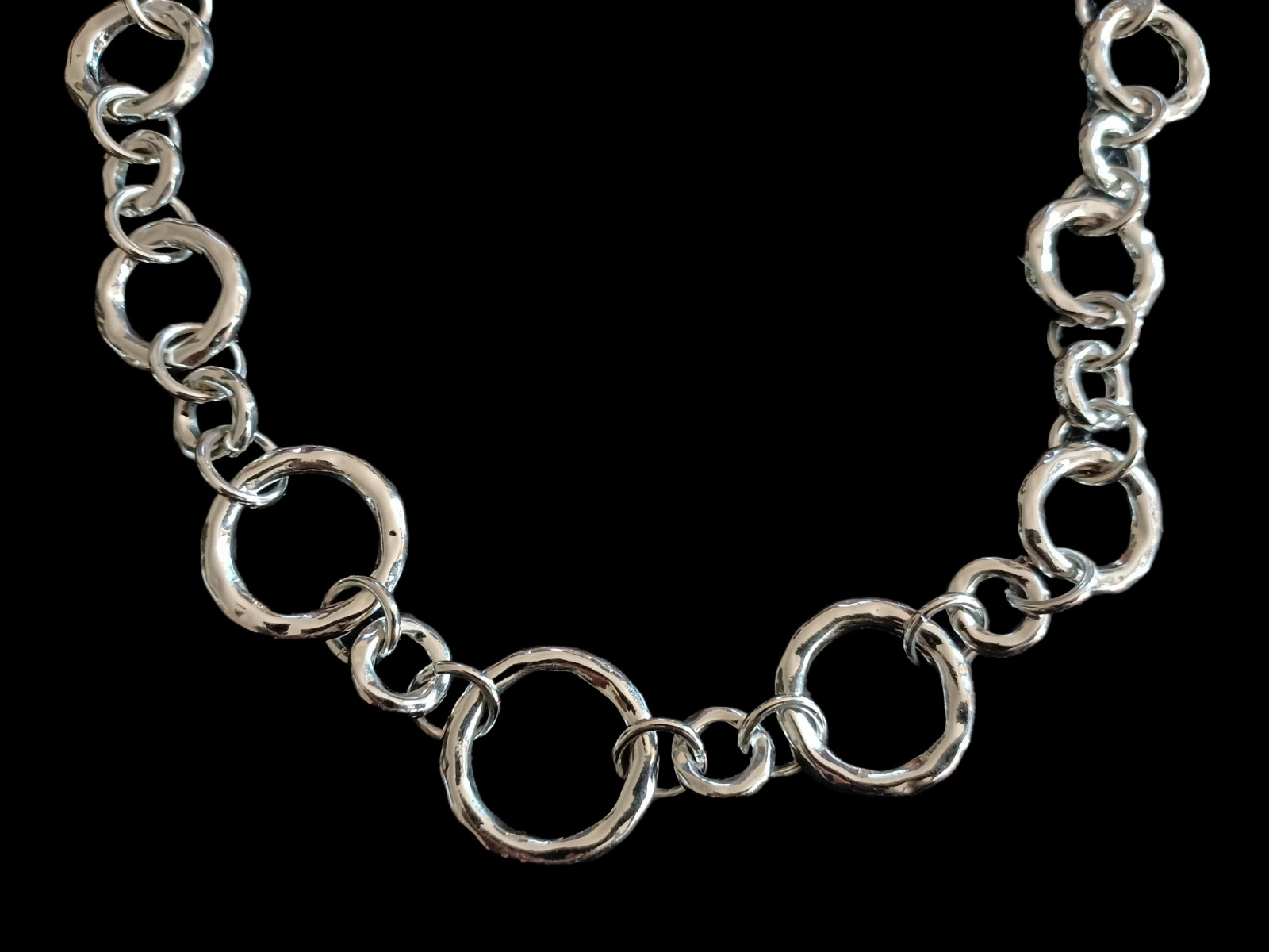 Talbots Silver Tone Chunky Hammered Chain Link Neckla… - Gem