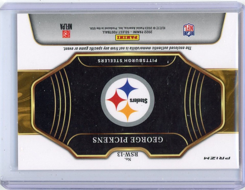 2022 Panini Select, George Pickens Rookie Swatches Patch (RC) Steelers ...