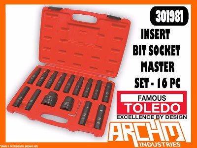 TOLEDO 301981 - INSERT BIT SOCKET MASTER SET - 16 PC - METRIC HEX TORX ...