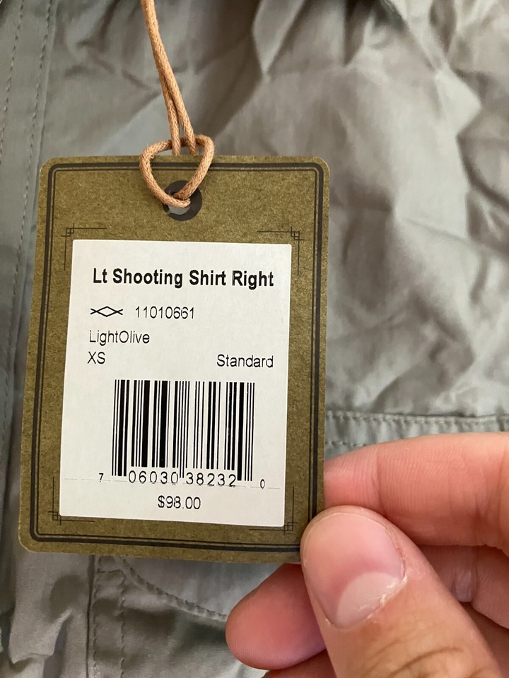 Filson Lightweight Shooting Shirt Right Handed LH Light Olive Hunting ...