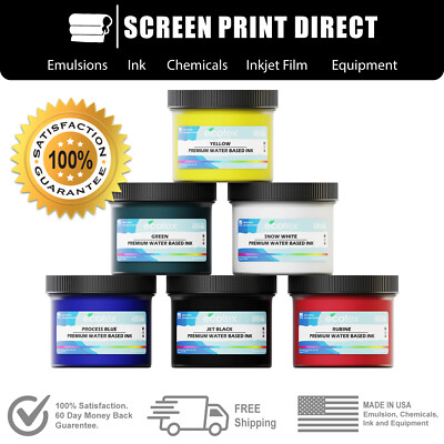 Ecotex® Water Based Ink Kit For Screen Printing - 6 Primary Colors ...