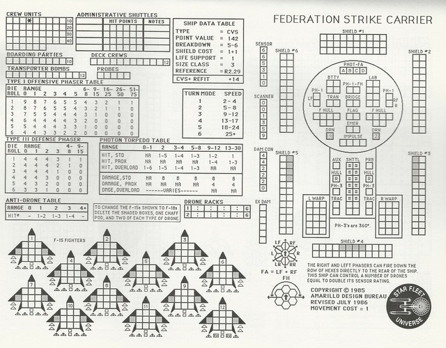 Star Fleet Battles Commander's SSD Book #1 Revised Fed Kzin Orion ...