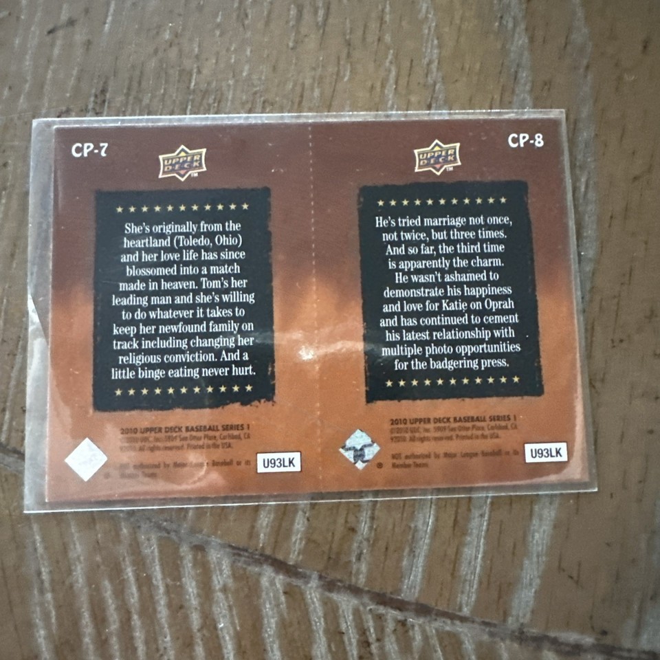 2010 Upper Deck CP7-CP8 Katie Holmes / Tom Cruise Baseball Card | eBay