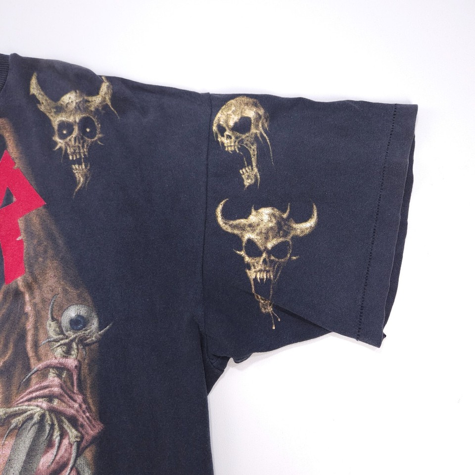 Vintage 1993 Slayer Demon AOP XL Thrash Winged Rock Band Brockum Tag T ...