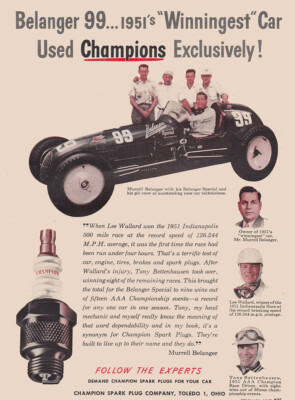 1952 Champion: Belanger 99, Winningest Car Lee Wallard Vintage Print Ad ...