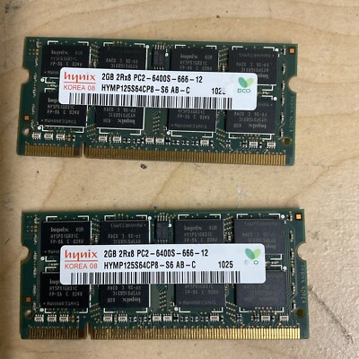 Hynix 2GB 2RX8 PC2-6400S-666-12 RAM DDR2 SODIMM Laptop Memory 2 Sticks ...