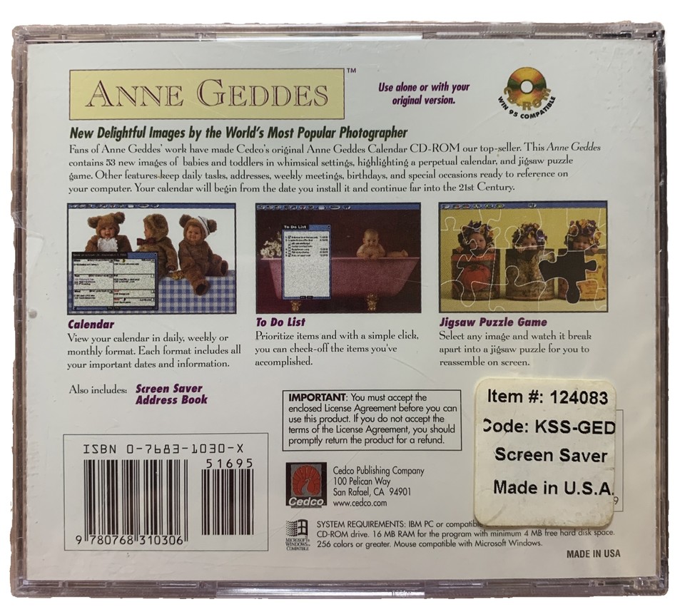 Anne Geddes Images and Productivity CD-Rom Windows 1998 Calendar ...