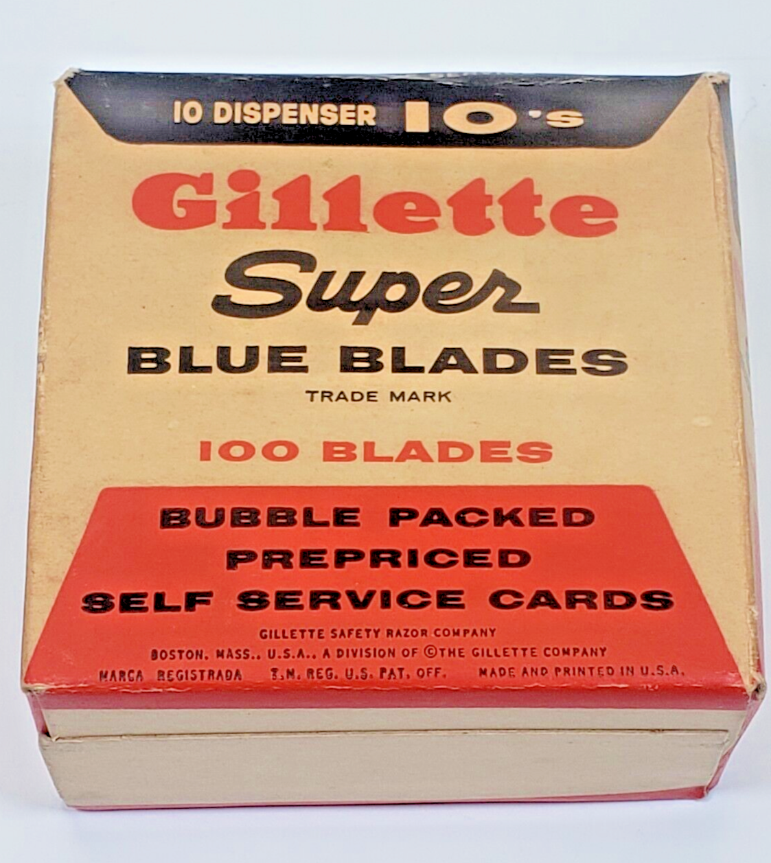 Sealed Box of Vintage Gillette Super Blue Blades Ten 10's on Hang Cards ...