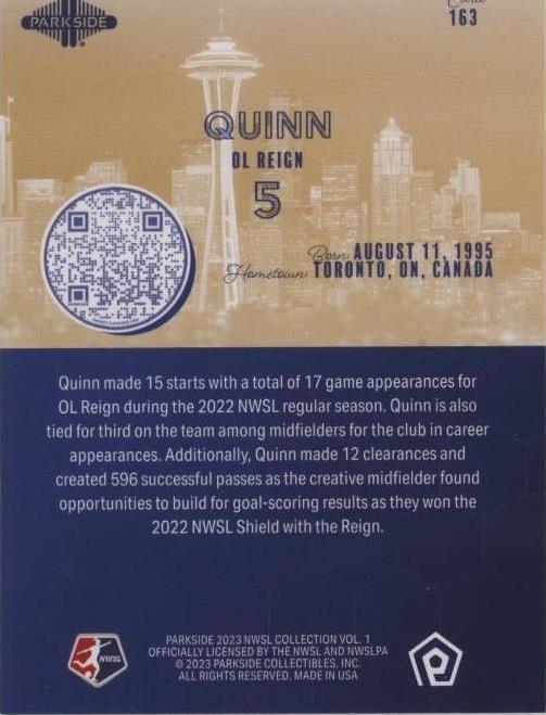 Las mejores ofertas en 2023 Parkside NWSL Vol. 1 Quinn #163 | eBay