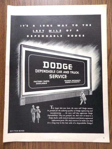 1943 Dodge Ad Dependable Car Truck Service | eBay
