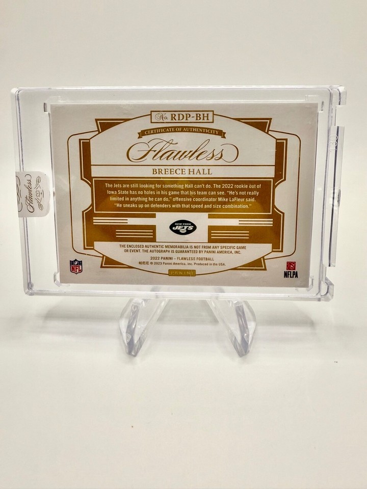 2022 Panini Flawless NFL Breece Hall Rookie Dual Patch Auto Ruby /15 RC ...