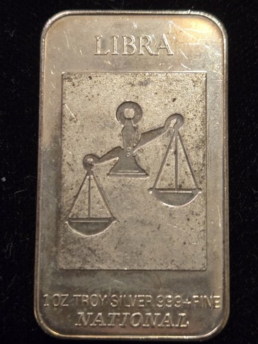 Vintage Libra Zodiac Astrology 1 Troy Oz. .999 Silver Bar - National Mint USA | eBay