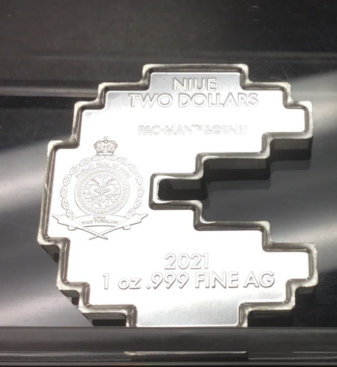 2021 NIUE 1oz Silver PAC-MAN SHAPED STACKABLE 2$ COIN PACMAN w/ OG PAC ...
