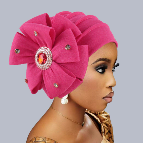 Muslim Eid Arab Women Auto Gele Turban Hijab Bowknot Bonnet Hat Pleated ...