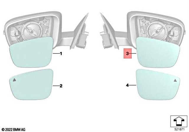 Genuine BMW G20 318d 320d Mirror Glass Heated Wide-angle Right ...