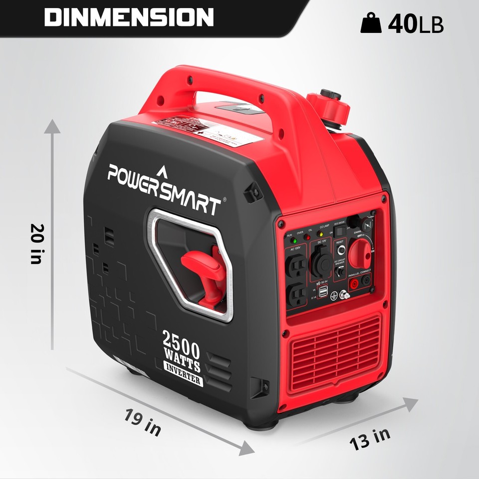 PowerSmart 2500W Inverter Generator, 120V Output & USB Charging ...