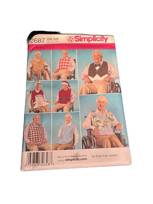 Simplicity 2687 Adult Bib Pattern Senior Clothing Protectors Hats One ...