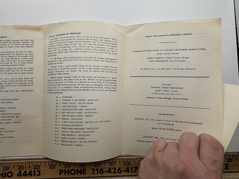 1955 Brooklyn Philharmonia Academy of Music Adele Addison Opera Singer ...