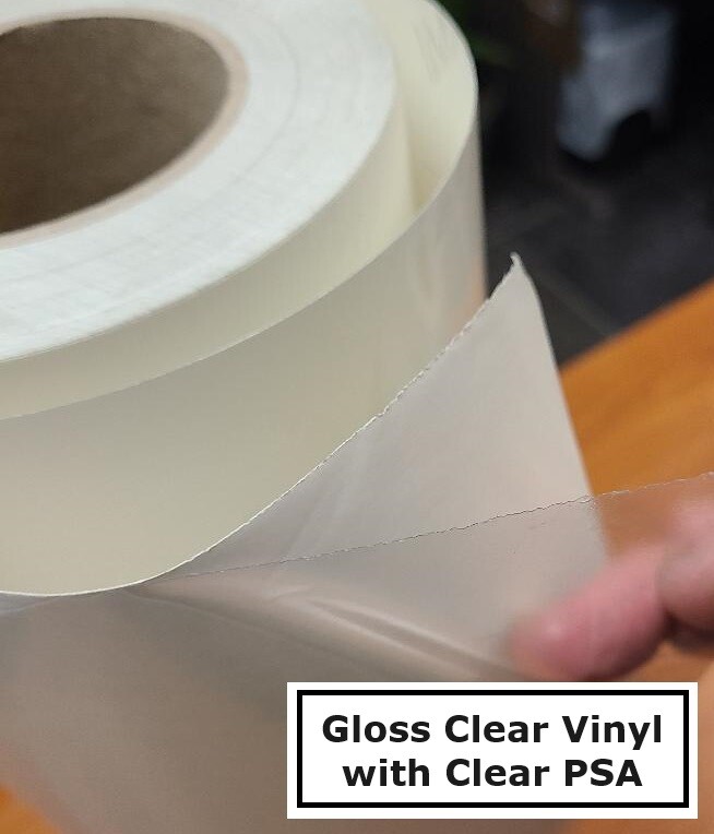 3.5mil Gloss Clear HIGH-TACK Permanent Print Vinyl PSA Solvent Latex ...