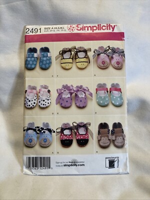 Simplicity 0481 Sewing Pattern Baby Shoes Booties Infant Size XS-L ...