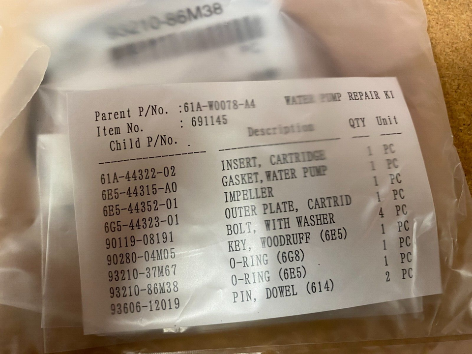 Yamaha Outboard 61A-W0078-A4-00 OEM Water Pump Kit F150 F175 F200 | eBay