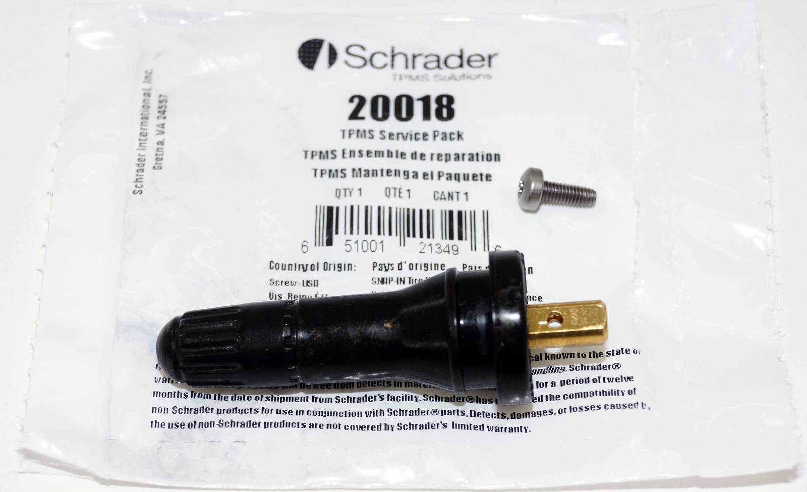 Schrader 20018 TPMS Snap-In Valve Stem Parallel Key Sensor Service Kit ...