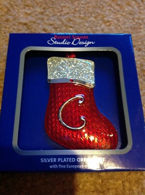 NEW STUDIO DESIGN regent letter "C" stocking monogram tree ornament | eBay
