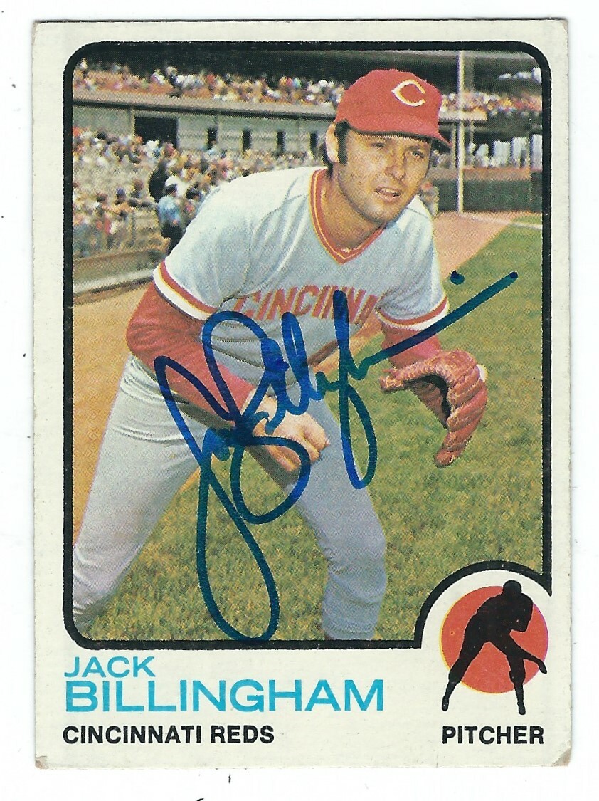 Autographed 1973 Topps JACK BILLINGHAM Cincinnati Reds Card #89 - w/COA ...