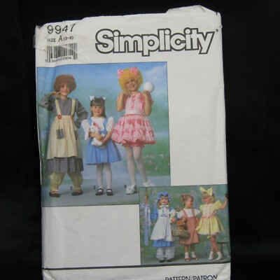 Simplicity Pattern 9947 Girls Doll Costumes Apron Pantalettes CUT Sz 3 ...