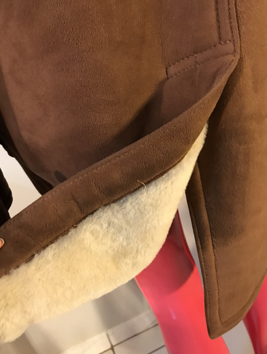 SHEEPSKIN SHEARLING COAT LONG JACKET CHESTNUT Men’s S… - Gem