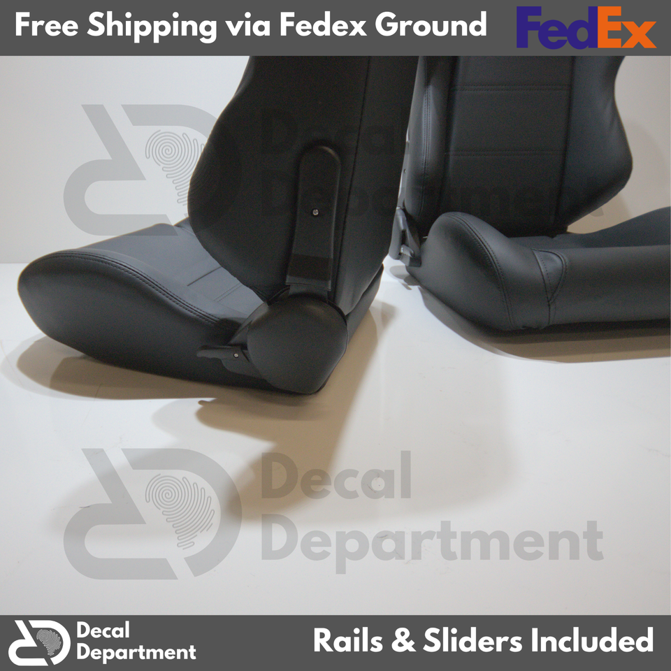Set of 2 Reclinable Slider Seats For Recaro Seat Black Suede + Rails ...