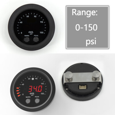 52mm Ultra-thin Electronic Oil Pressure Gauge Red LED Display Digital 0 ...