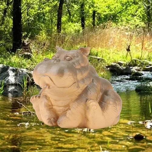 Cute Hippo Pond Spitter Statue Resin Animal Fountain Outdoor | eBay ...
