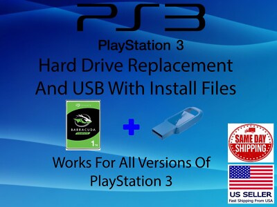 PS3 Replacement Internal 1TB 2.5" Hard Drive with USB DIY Sony ...