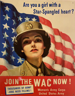Vintage Replica Tin Metal Sign JOIN THE WAC NOW! WW2 USA FLAG ARMY ...