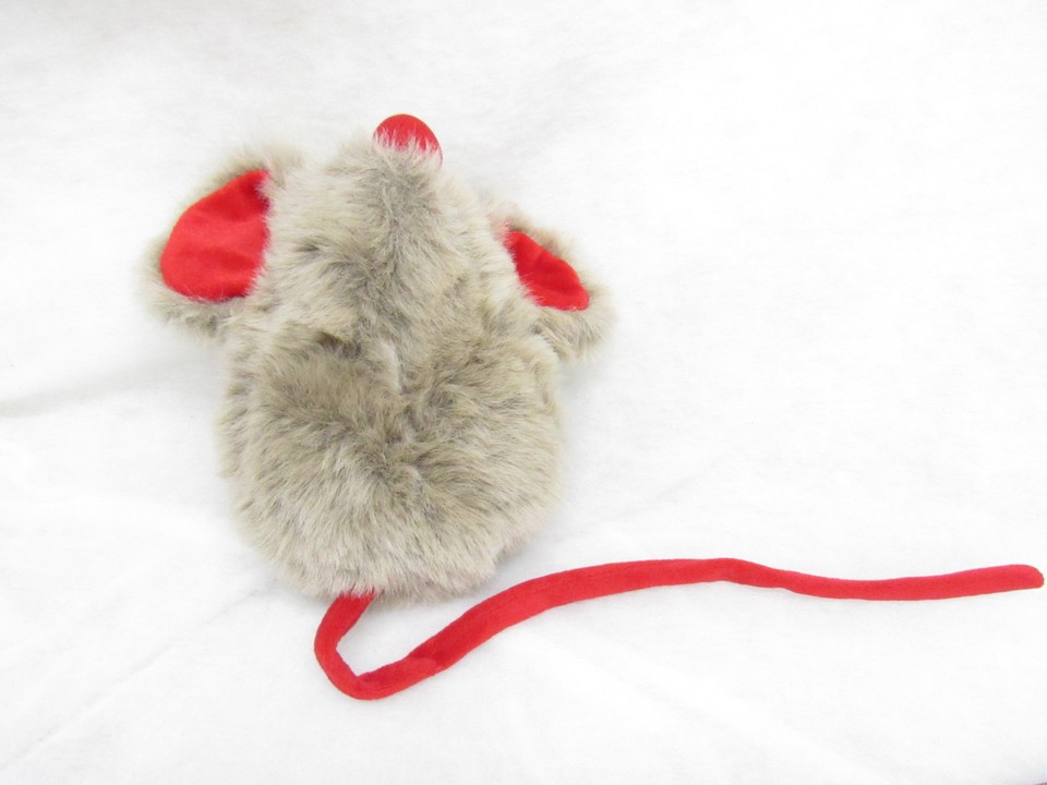 Mary Meyer LARGE MORT the MOUSE Fuzzy Soft Grey Gray Plush Red Stuffed ...