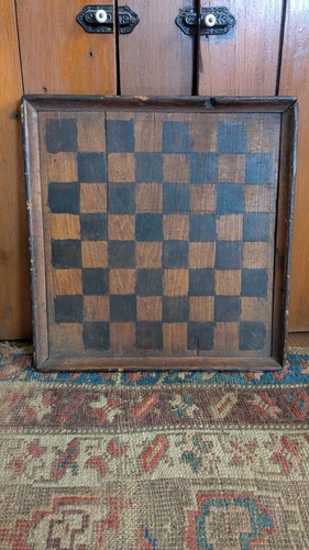Sweet Antique Early Primitive Wood Handmade Original Checkerboard 15 ...