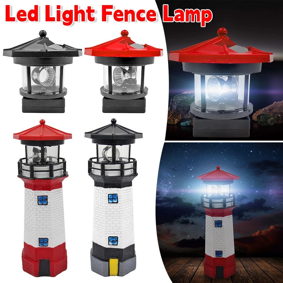 Lighthouse Led Light Fence Lamp Solar Panel Pipe Garden Street Solar ...